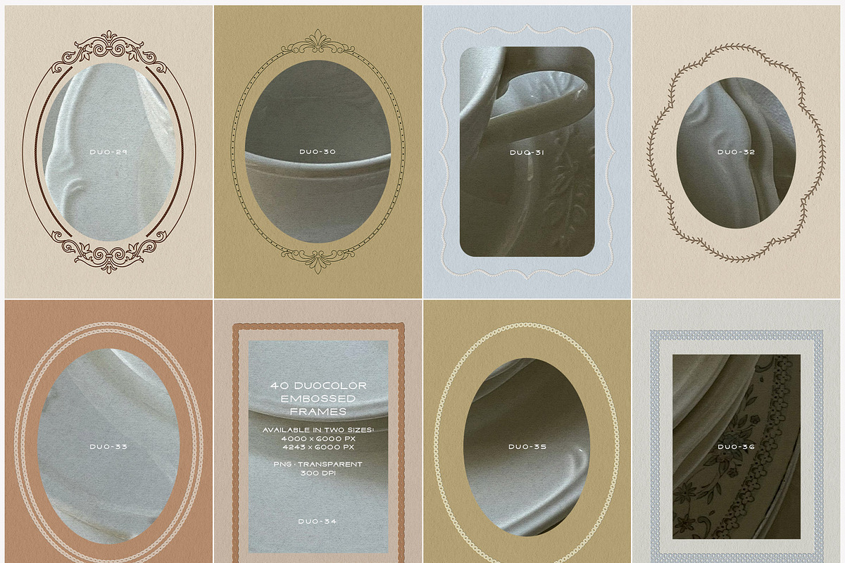Embroidered Embossed Paper Frames, a Texture Graphic by alonahaidash