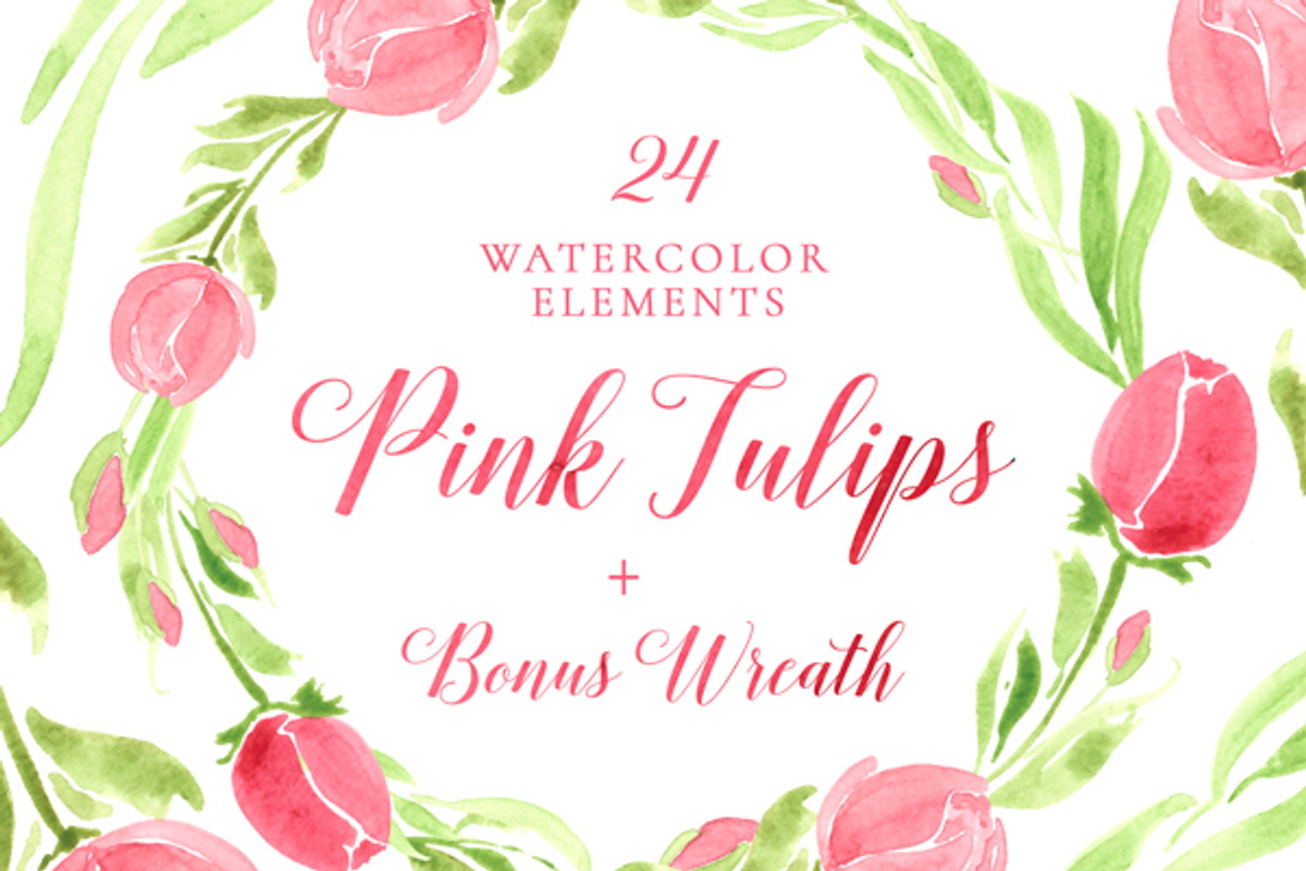 SET of Watercolour Tulips Clipart, an Illustration by Essem Creatives