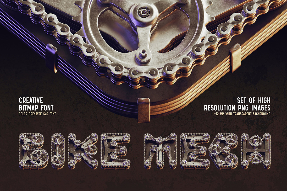 Bike Mech - Color Bitmap Font, a Symbol Font by Gleb Guralnyk