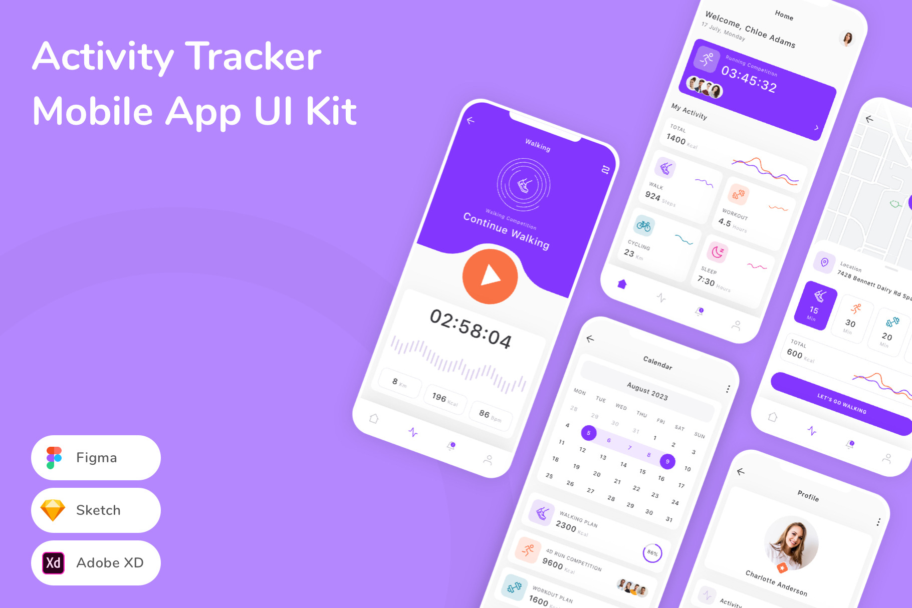 Activity Tracker Mobile App UI Kit, an UI Kit Template by Betush