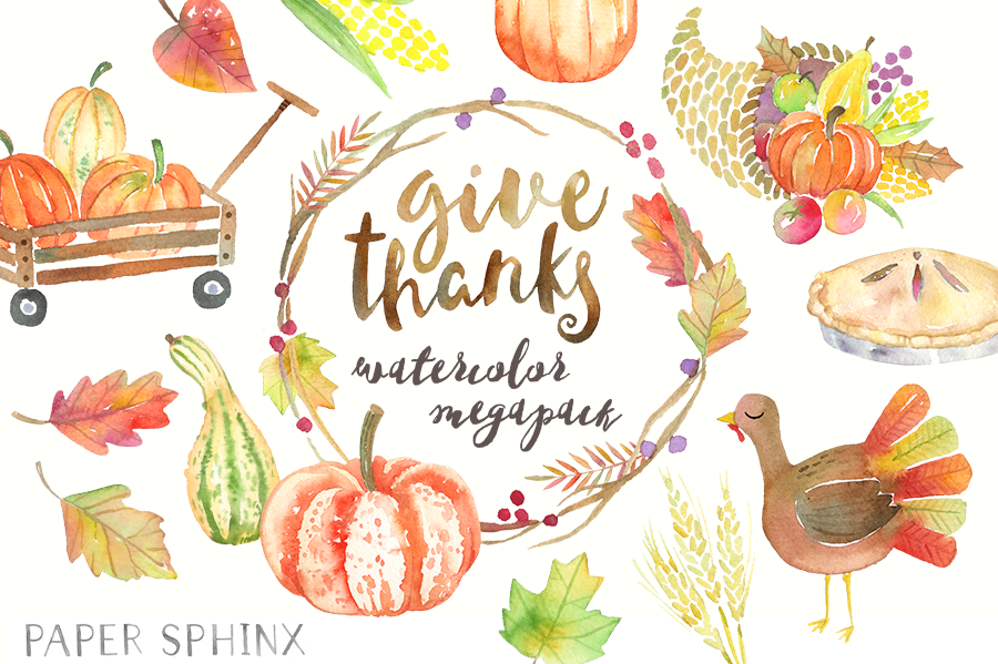 Thanksgiving Watercolor Graphic Pack, an Illustration by PaperSphinx