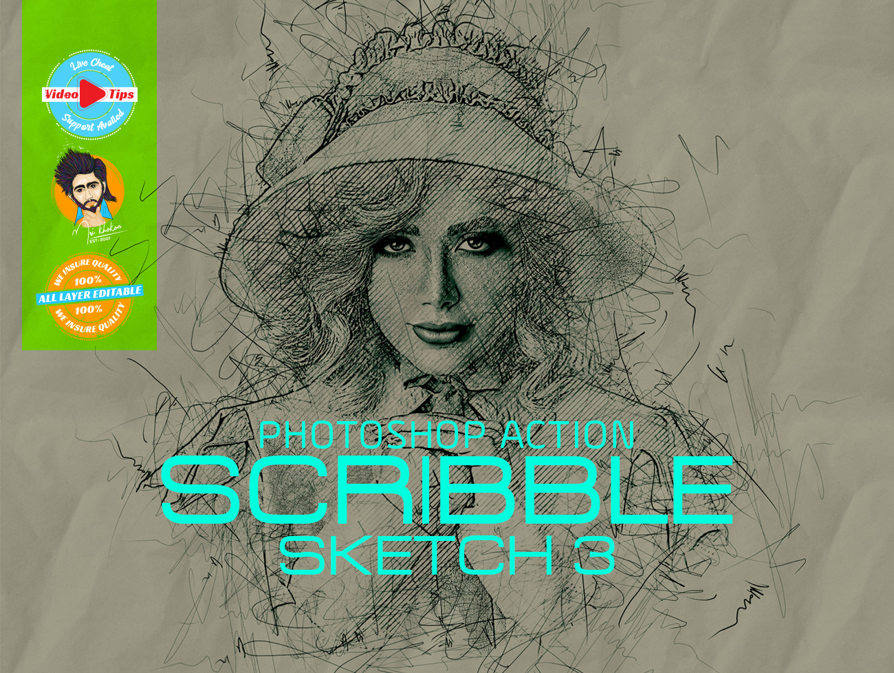 Scribble Sketch Photoshop Action, a Preset Add-On by MRI STUDIO
