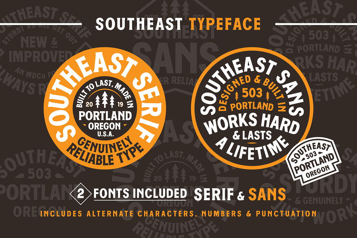 Southeast - Sturdy Display Font, a Sans Serif Font by Mahaffey Design Co.
