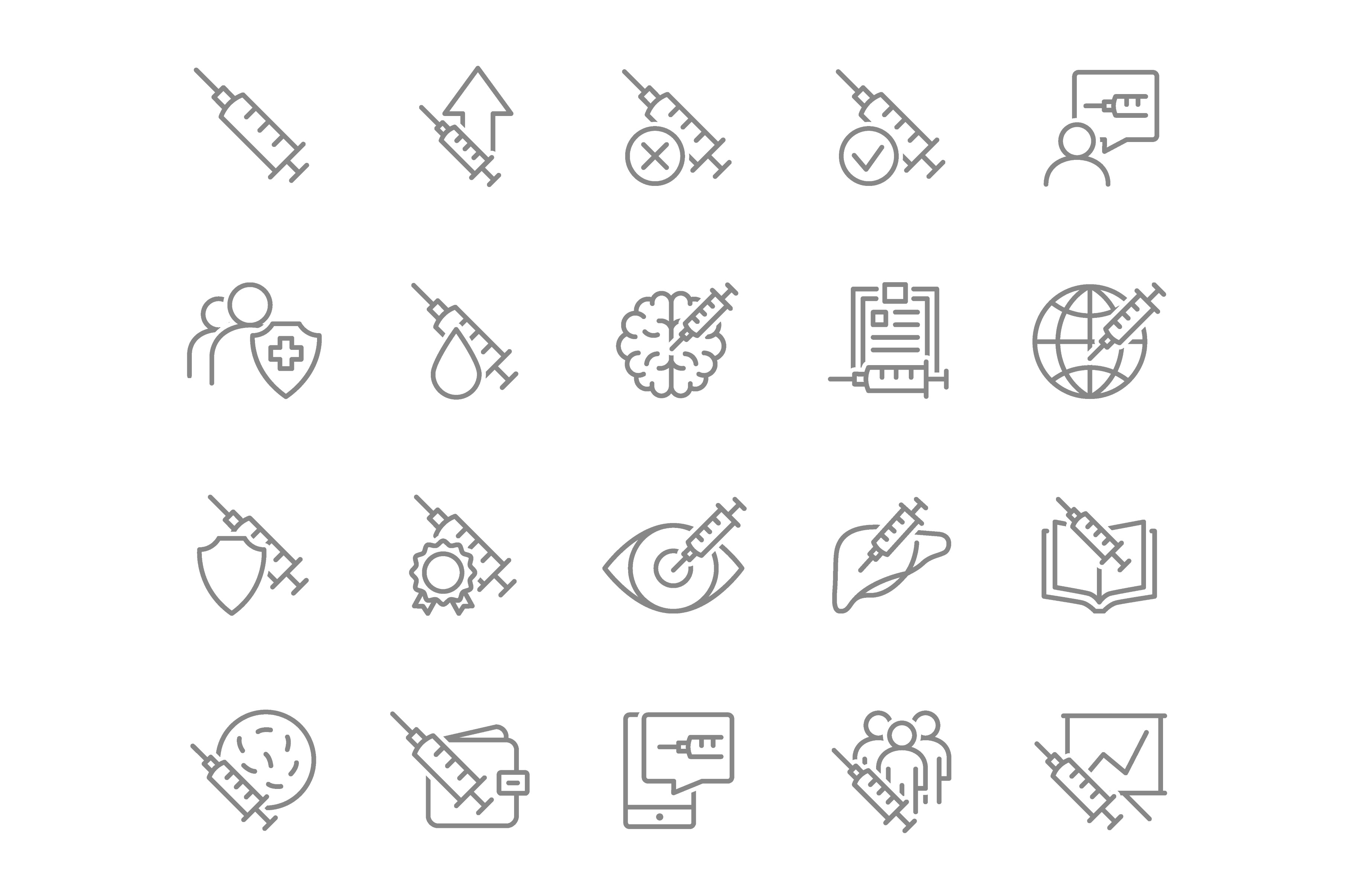 Set of vaccine line icons., an Outline Icon by GraphiShop | Creative Market