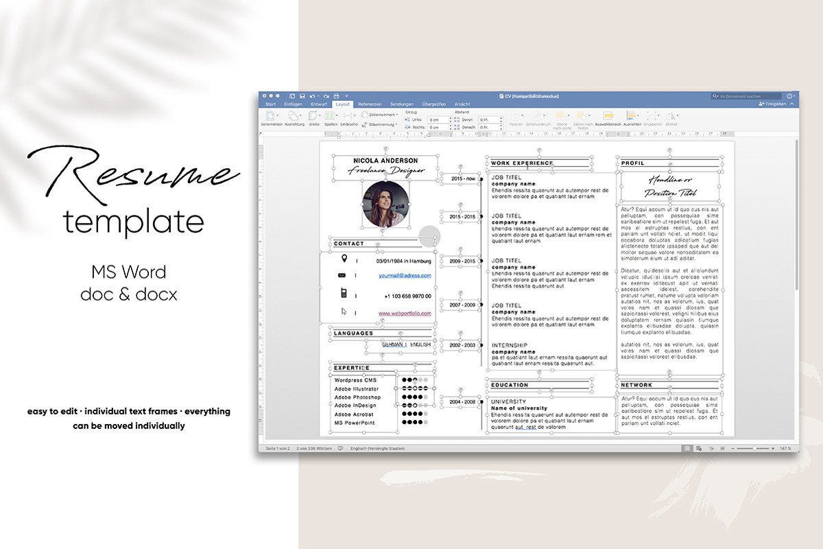 Portfolio Resume Template landscape, a Resume Template by Nic_visual