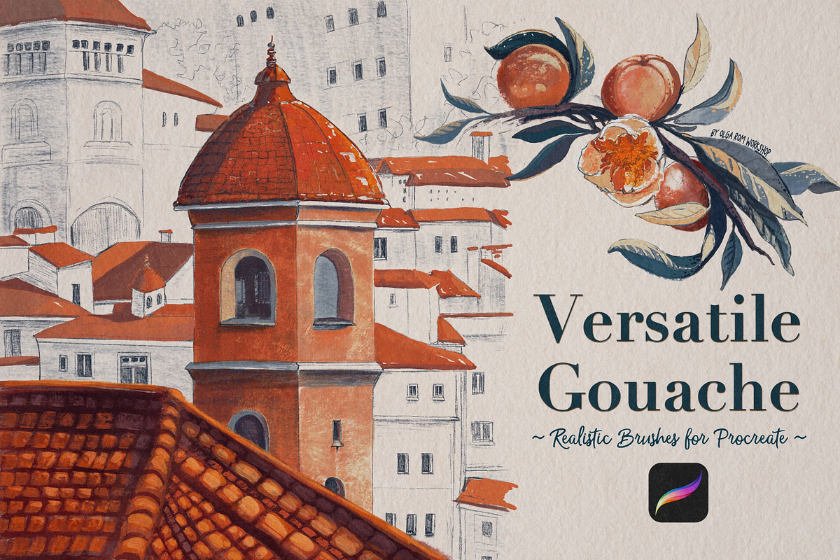 Versatile Gouache Procreate Brushes, a Brush Add-On by OlgaRom