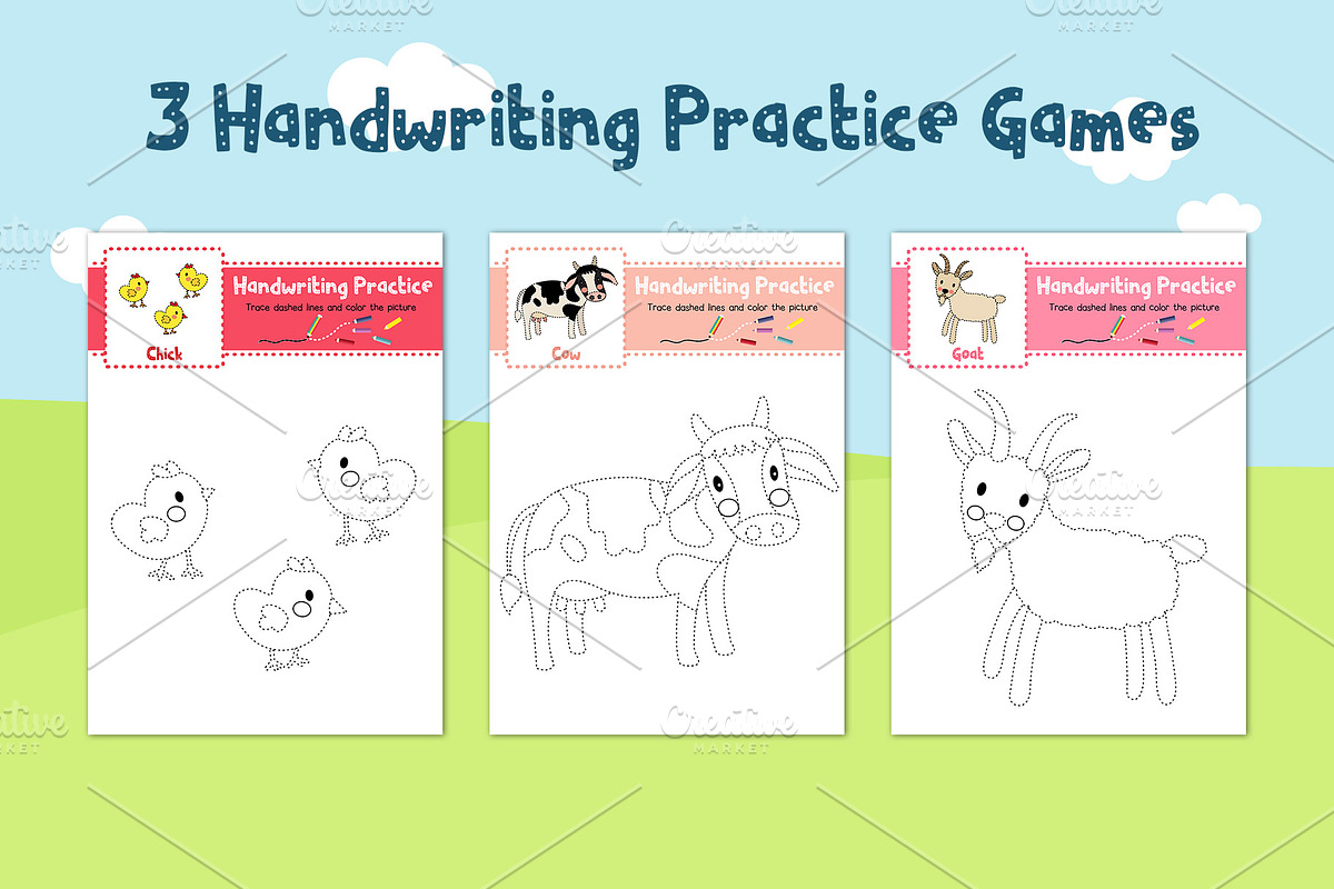 Farm Animals Activity Worksheets, an Animal Illustration by Natchapohn ...