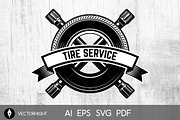 Set of vintage tire service emblems, an Object Graphic by Vectorhight