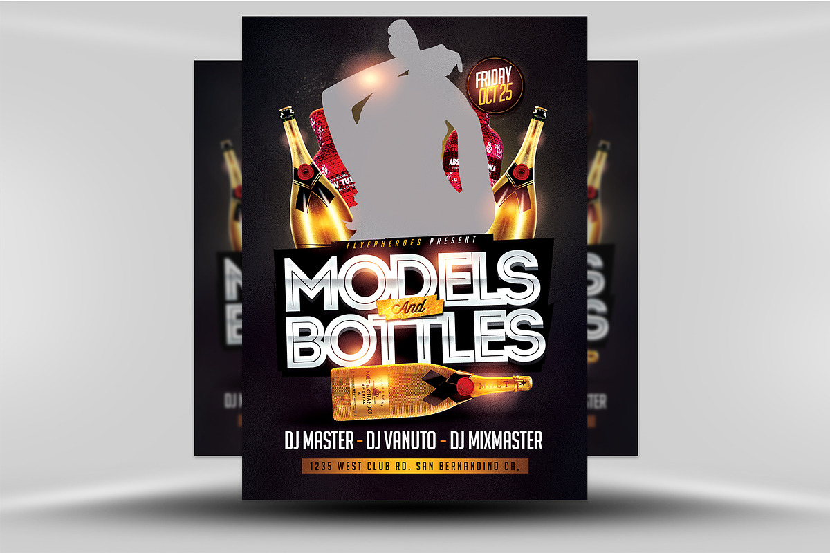 Models and Bottles Flyer Template, a Flyer Template by FlyerHeroes