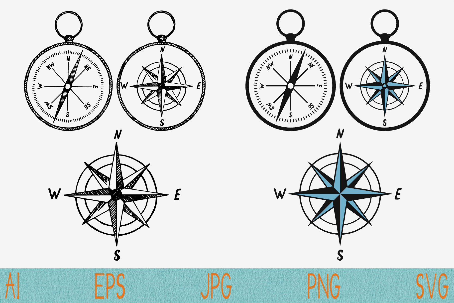 compass SVG PNG JPEG set vector, an Object Graphic by FileVectorSVG