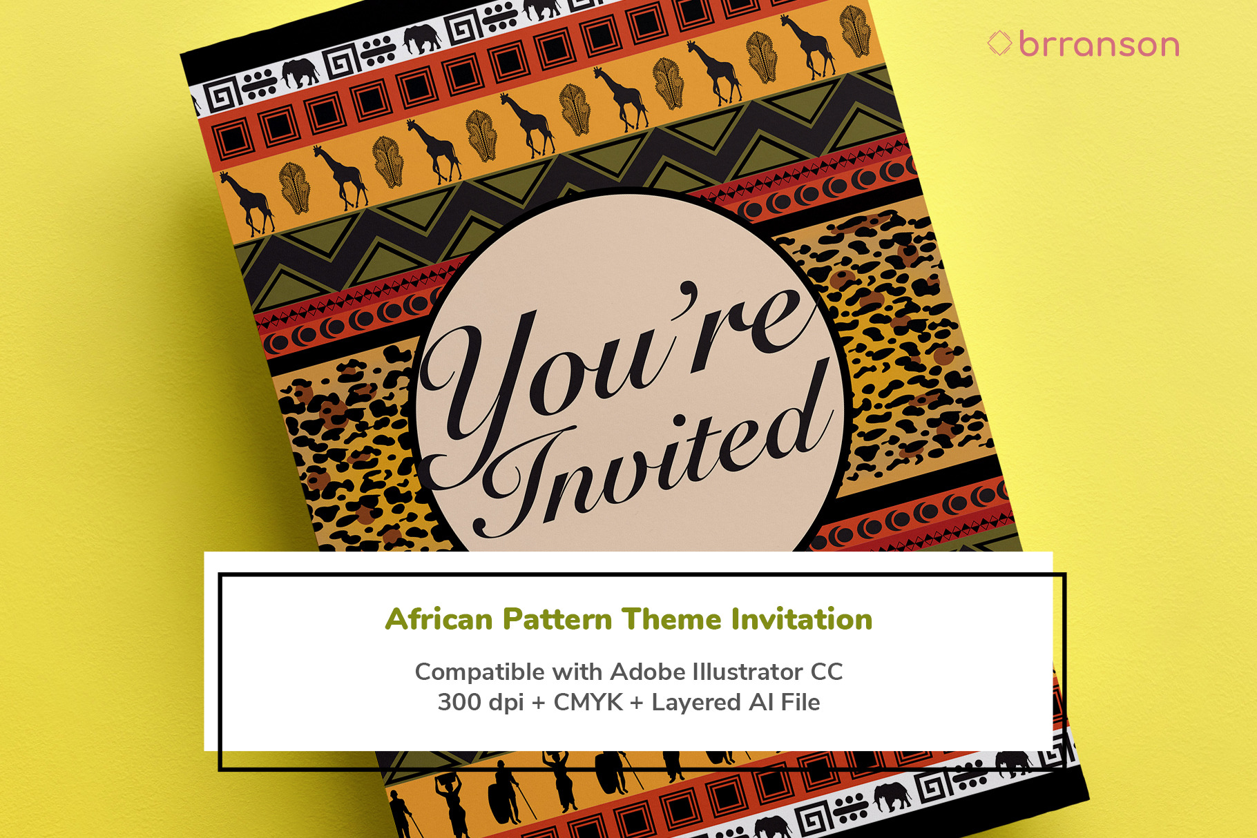 African Pattern Theme Invitation, an Invitation Template by brranson