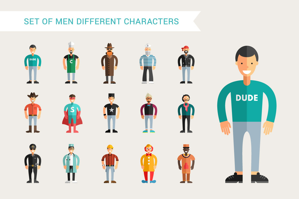 Set of Men Different Characters, a Person Illustration by AntartStock