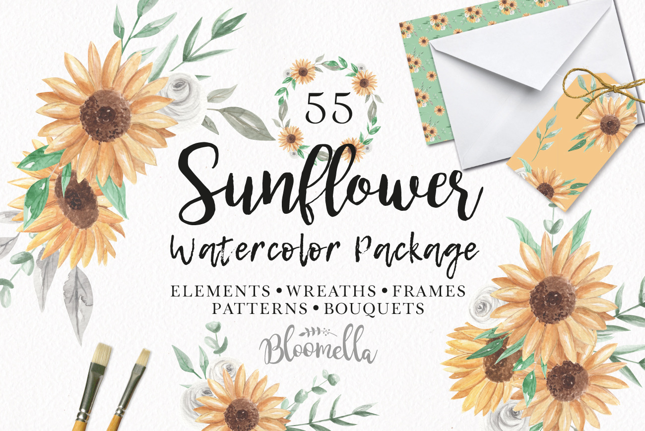 Sunflower Watercolor Clipart Floral, an Illustration by Bloomella ...