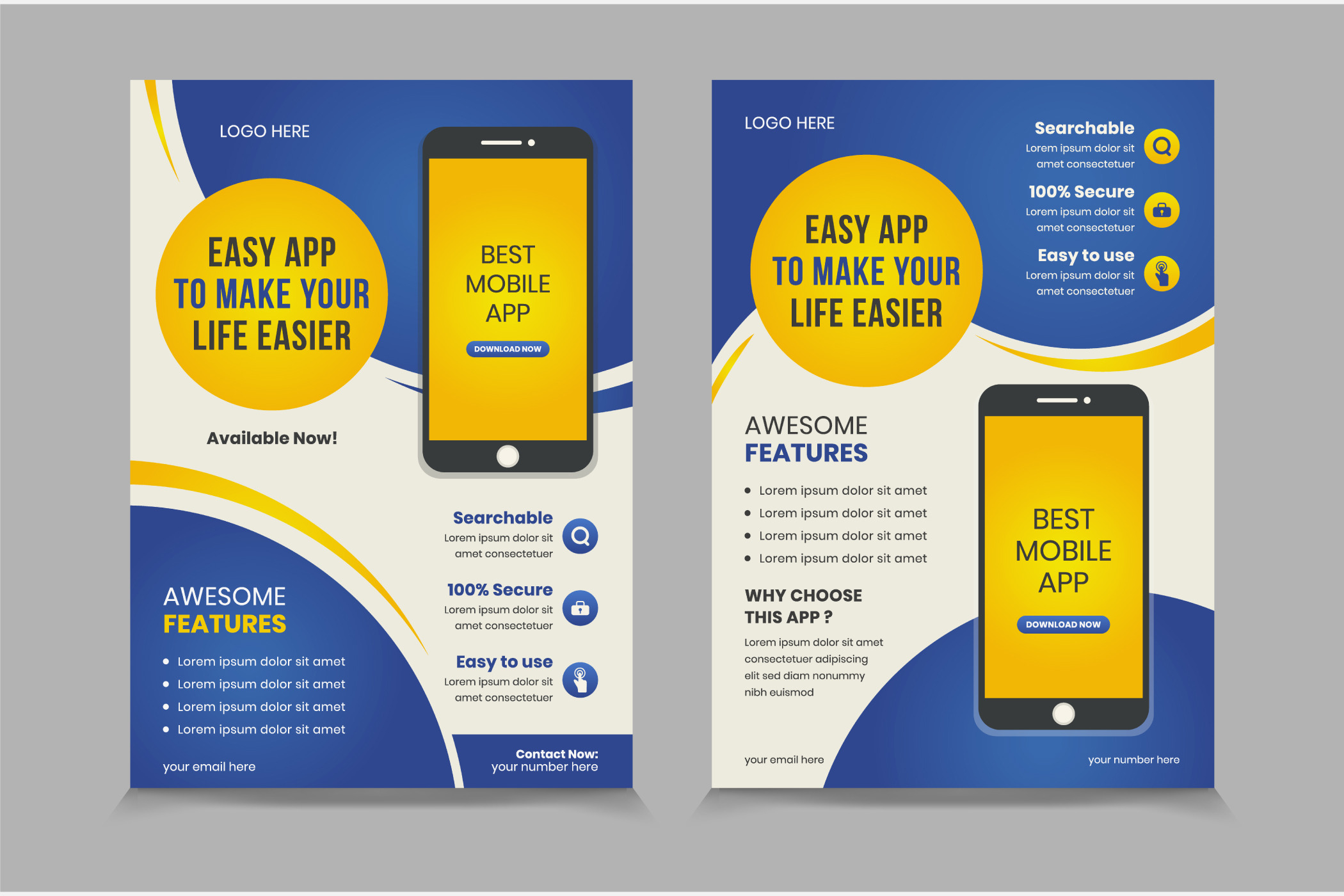 Mobile app promotion flyer design | Flyer Templates ~ Creative Market