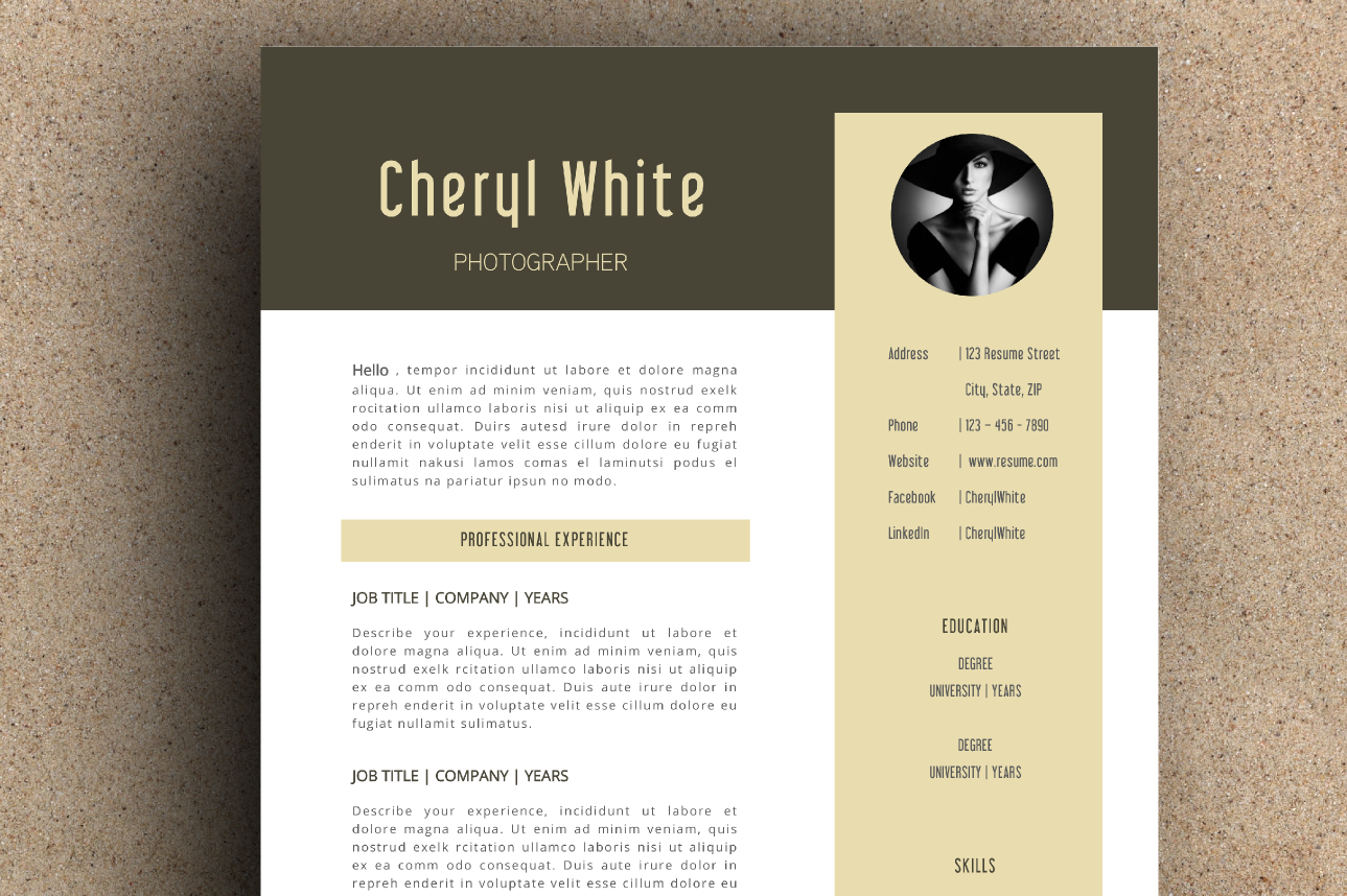 The Cheryl Resume Pack, a Resume Template by LeArt