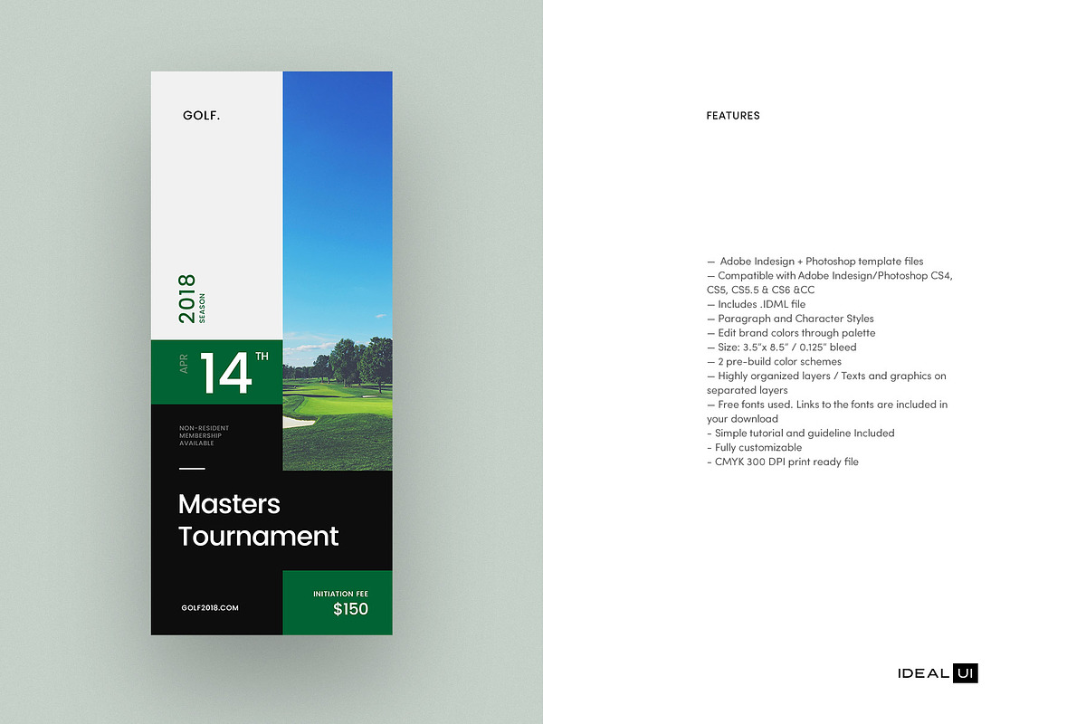 Golf Tournament Rack Card Template, a Flyer Template by IdealUI