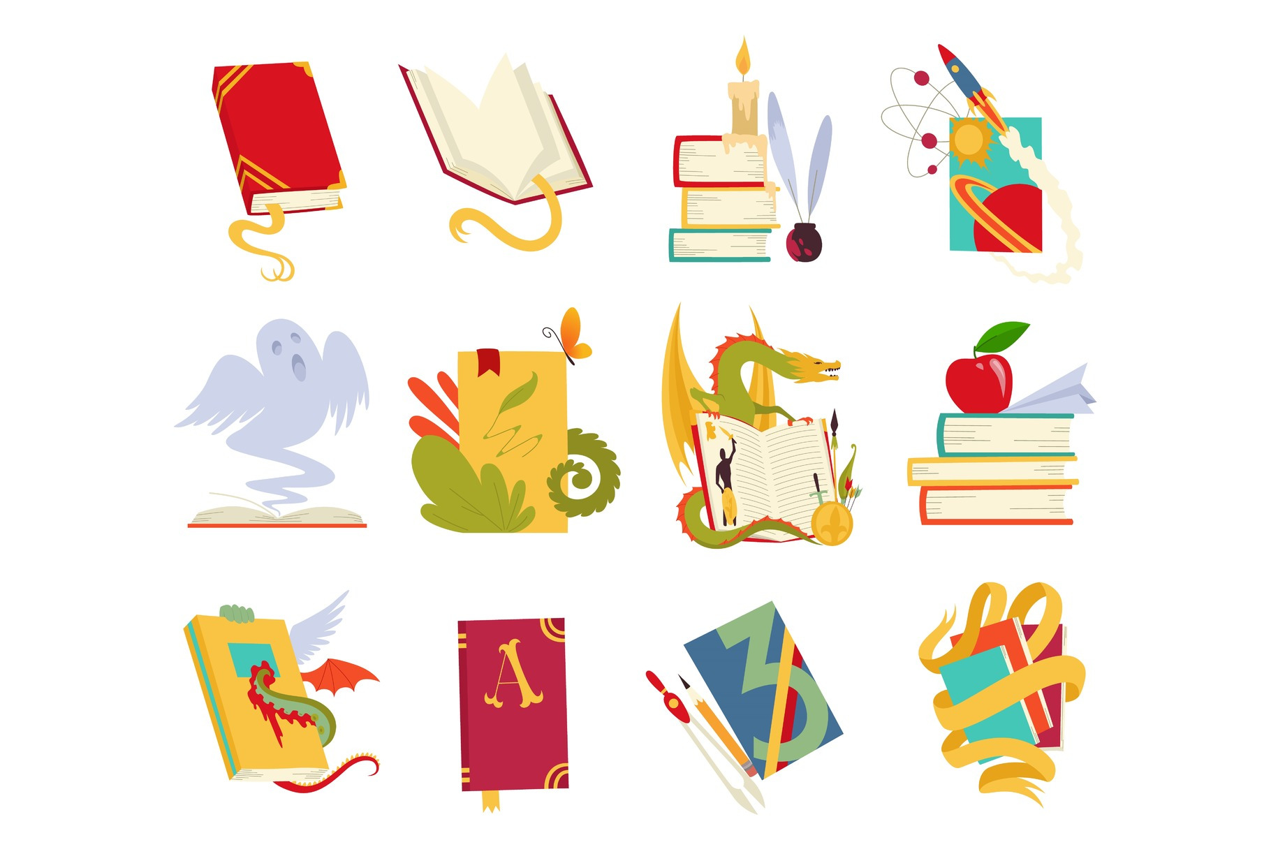 Icons of books vector set with | Graphic Objects ~ Creative Market