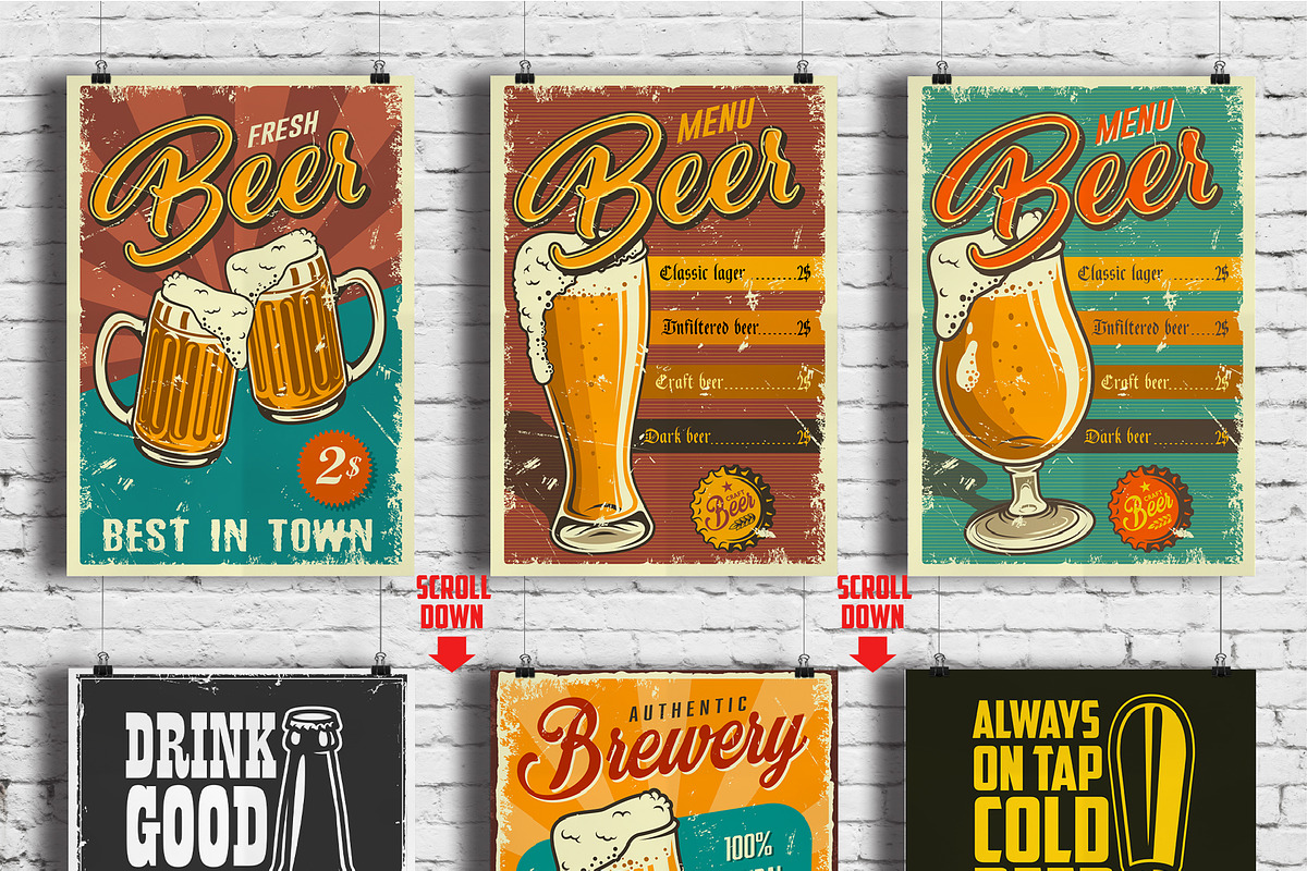 12 Retro beer posters, a Background Graphic by DGIM studio