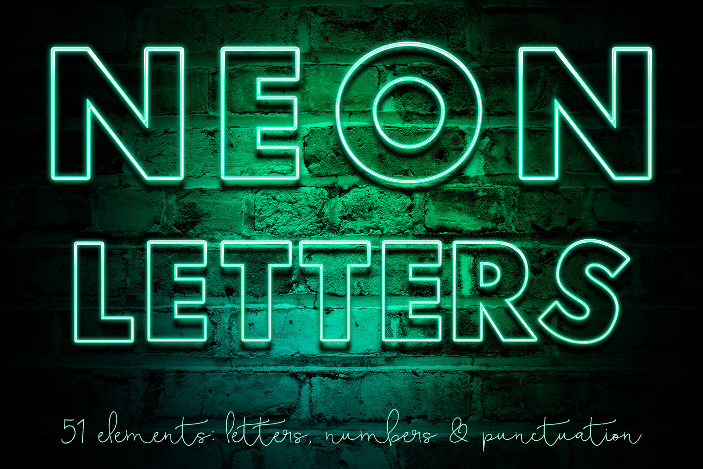 Green neon alphabet, an Object Graphic by PixelJungle