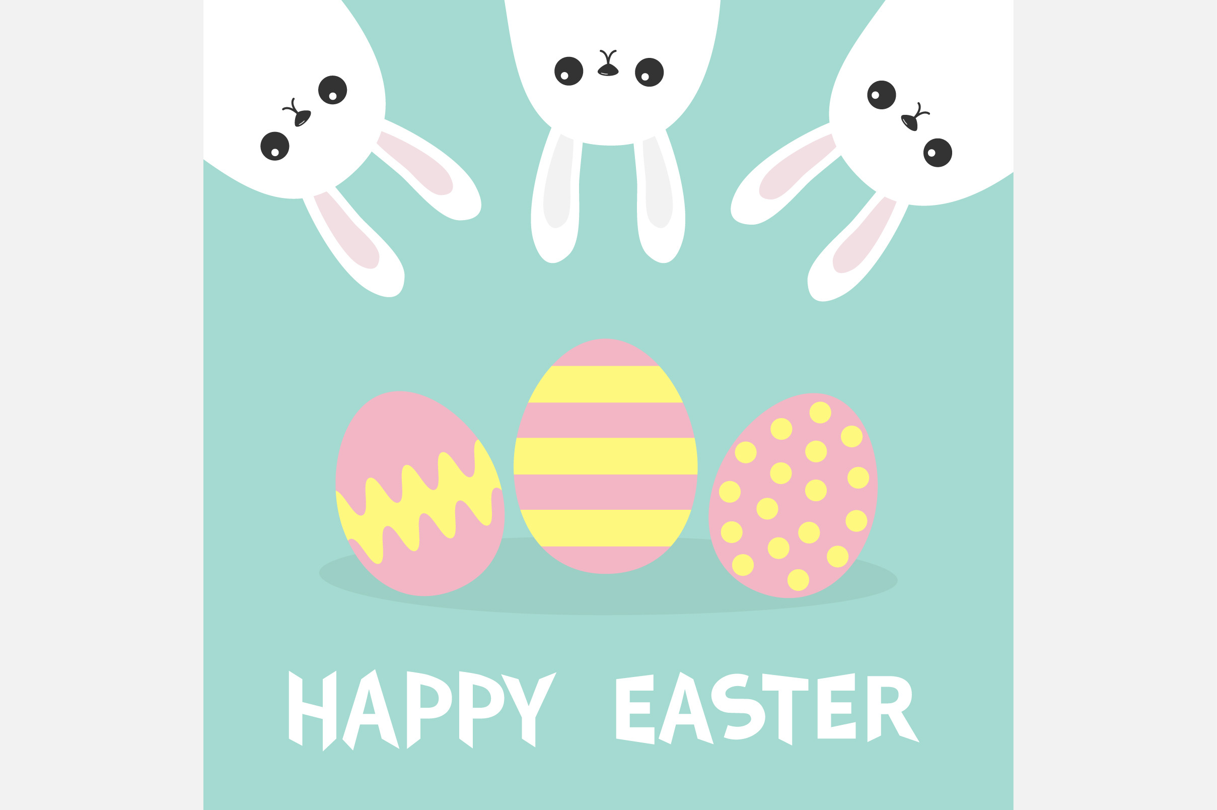 Happy Easter Three bunny rabbit Egg, an Animal Illustration by ...