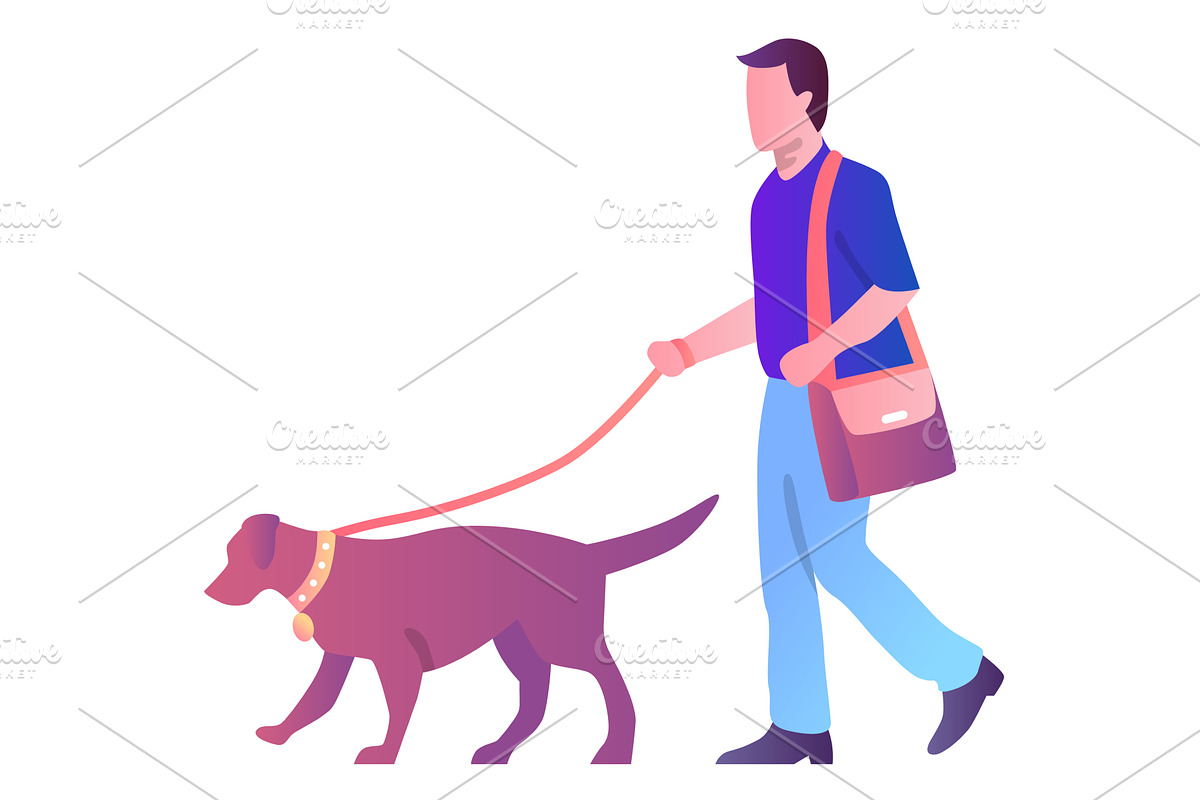 Man walking dog vector pet owner, an Animal Illustration by Sky Pics ...