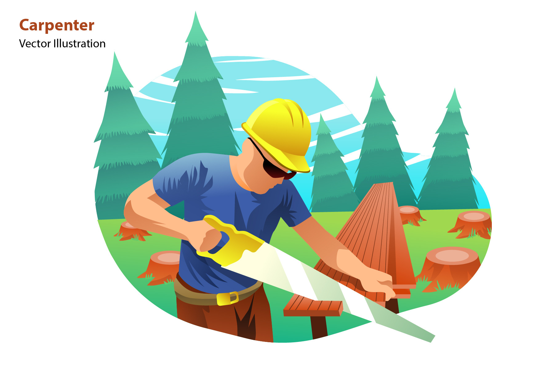 carpenter - Vector Illustration, an Illustration by AQR Studio
