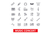 Music concerts, guitar, piano, dj party, drums, instruments, notes ...