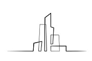 Building Cityscape One Line Art, a Work Illustration by Valenty