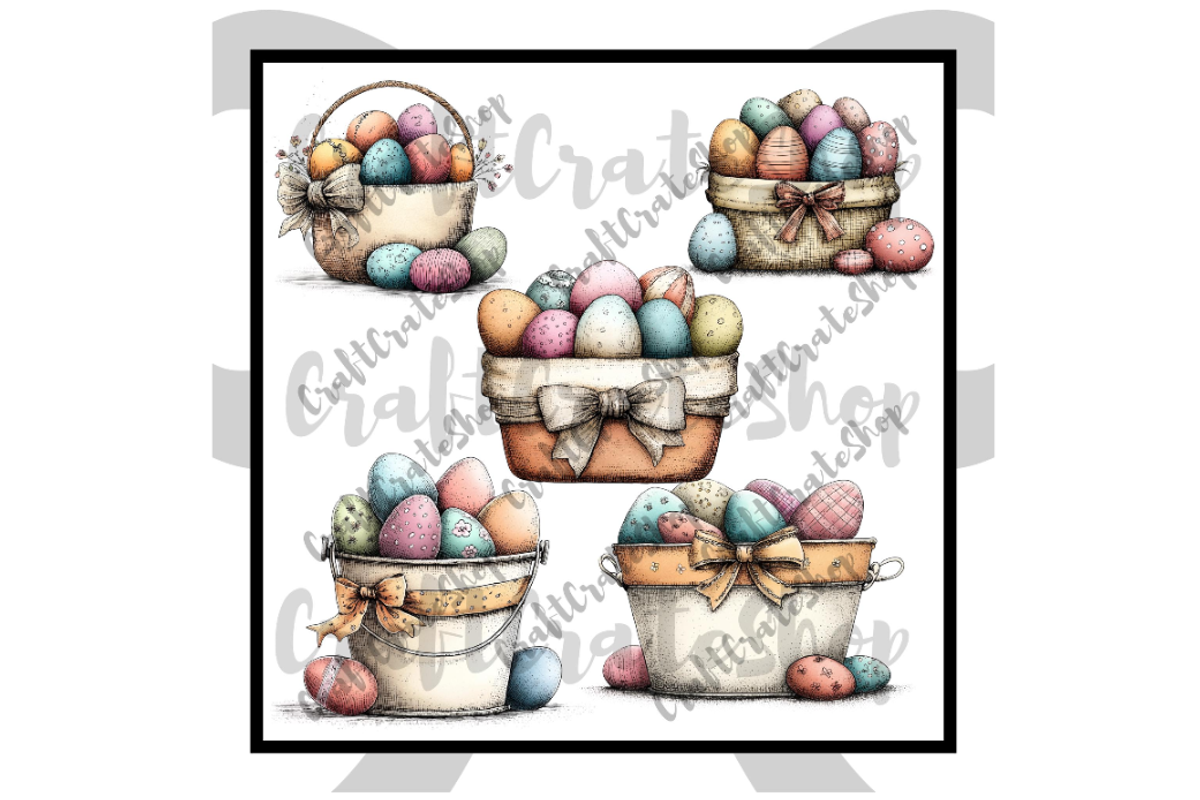 Whimsical Easter Egg Basket Clipart, an Illustration by CraftCrateShop