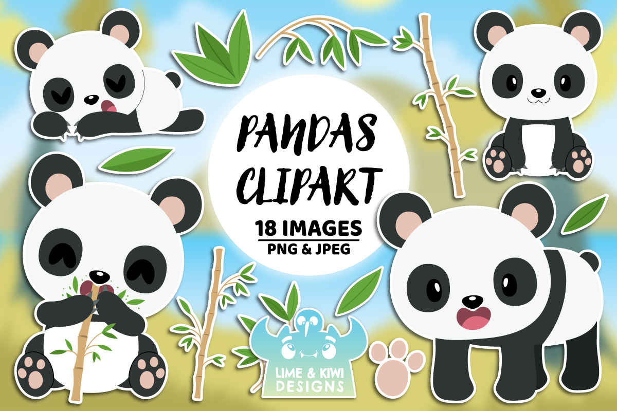 Cute Pandas Clipart, an Animal Illustration by Lime & Kiwi Designs ...