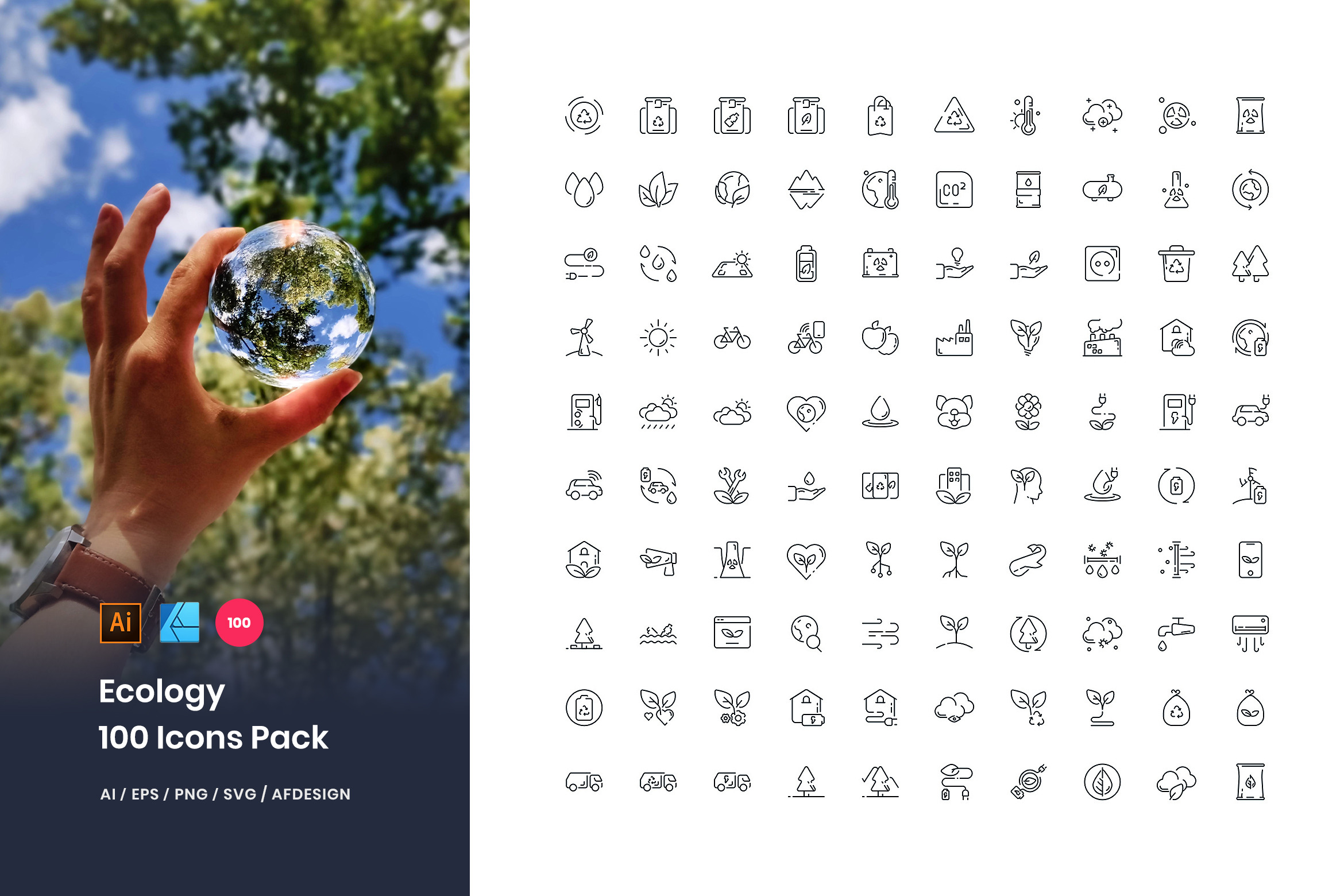 Ecology 100 Set Icon Pack, an Outline Icon by StringLabs
