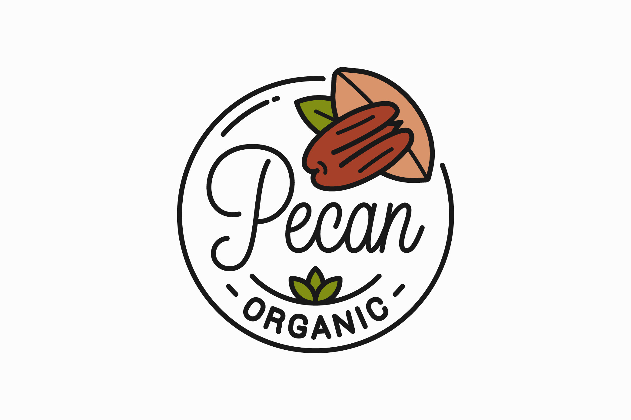 Pecan nut logo. Round linear logo., an Object Graphic by PushLogo