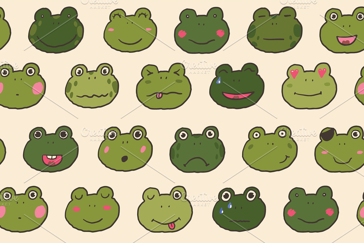 Frogs Funny Faces, an Animal Illustration by GooseFrol | Creative Market