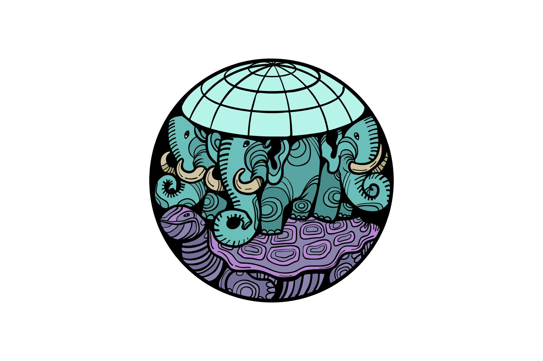 disc planet earth rests on an, an Animal Illustration by rogistok