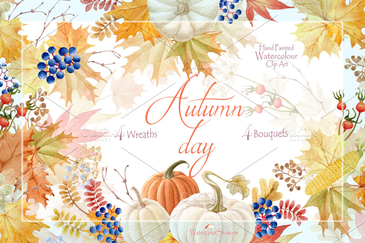 Watercolor clipart Autumn day, a Graphic by WatercolorSeasons