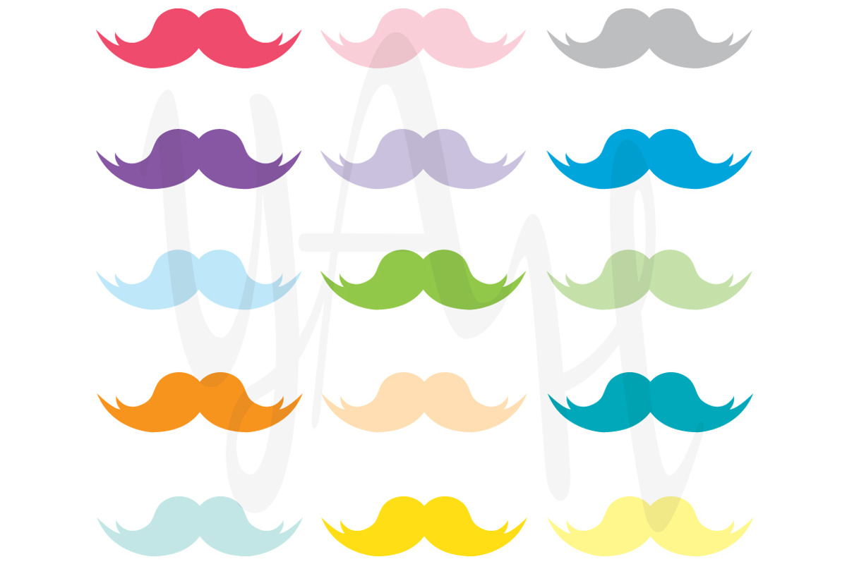 Rainbow Mustaches Clip Art, an Illustration by YenzArtHaut