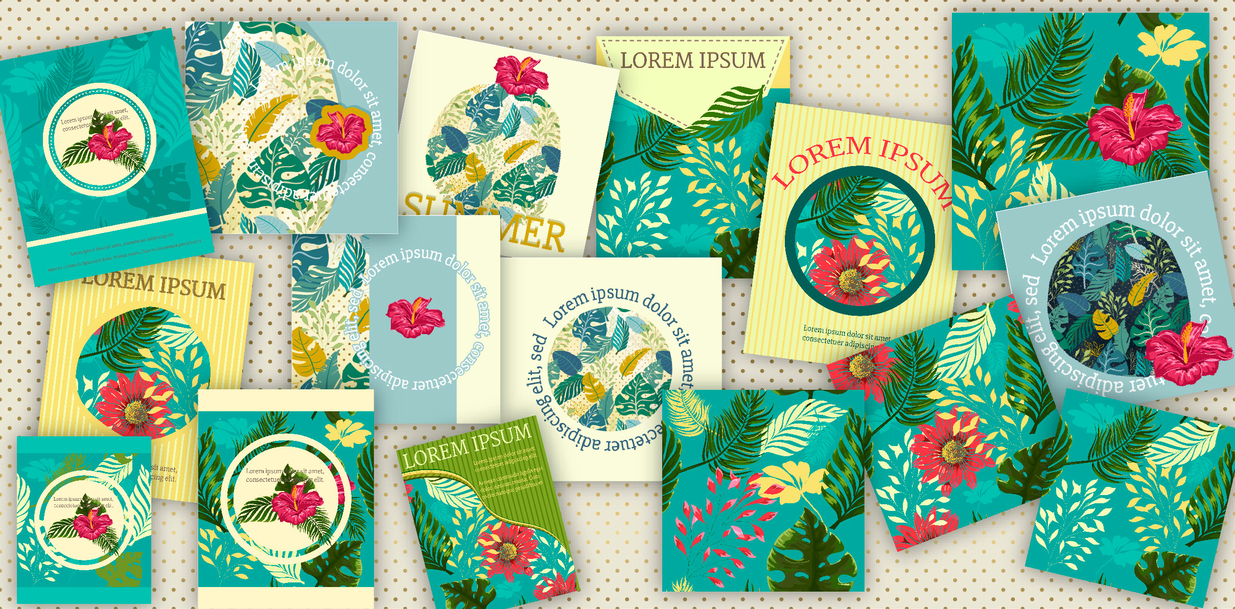 Big SET of 17 Tropical Cards & Patt, a Card Template by DeMih