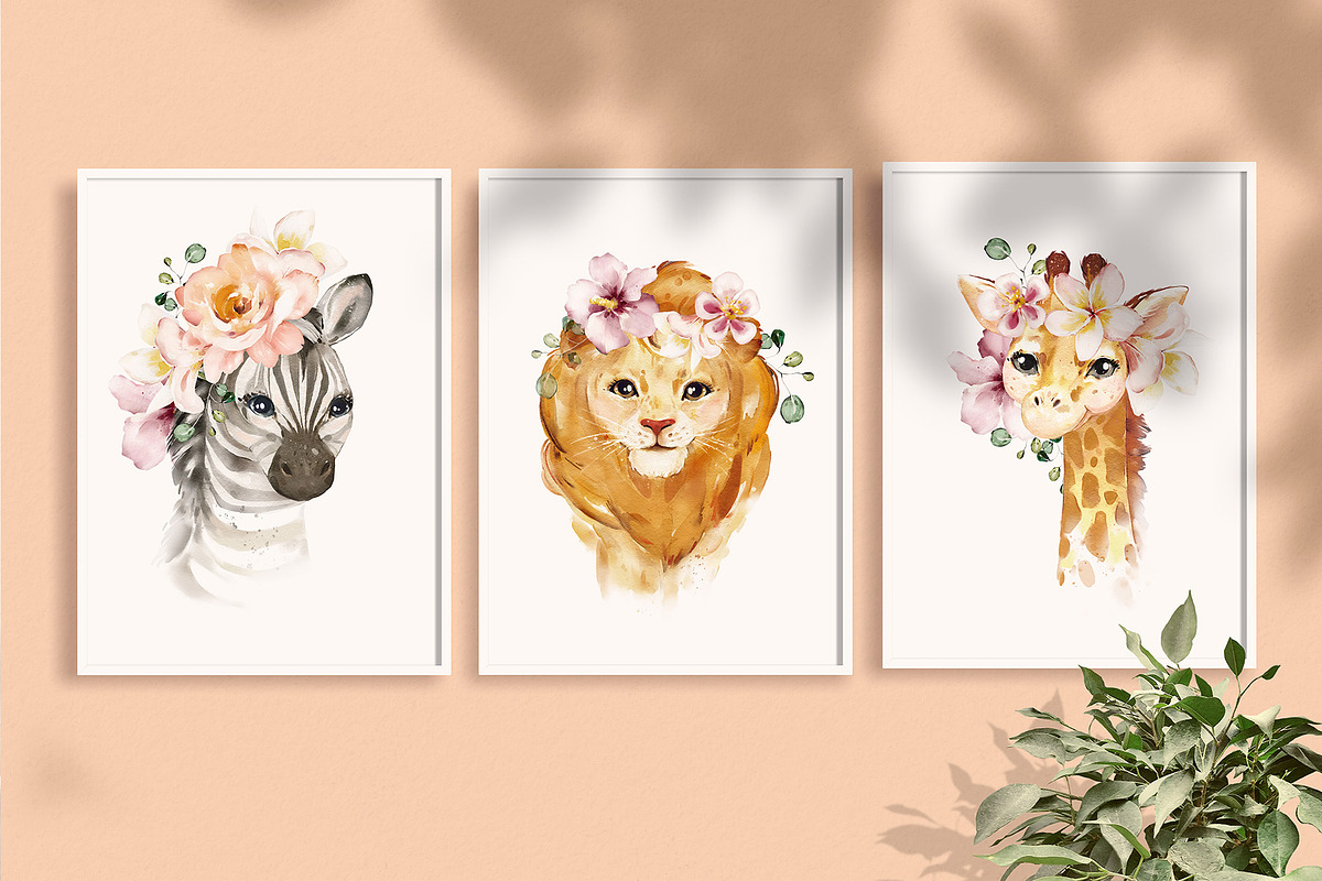 watercolor animals, tropical party, an Object Graphic by Lisima