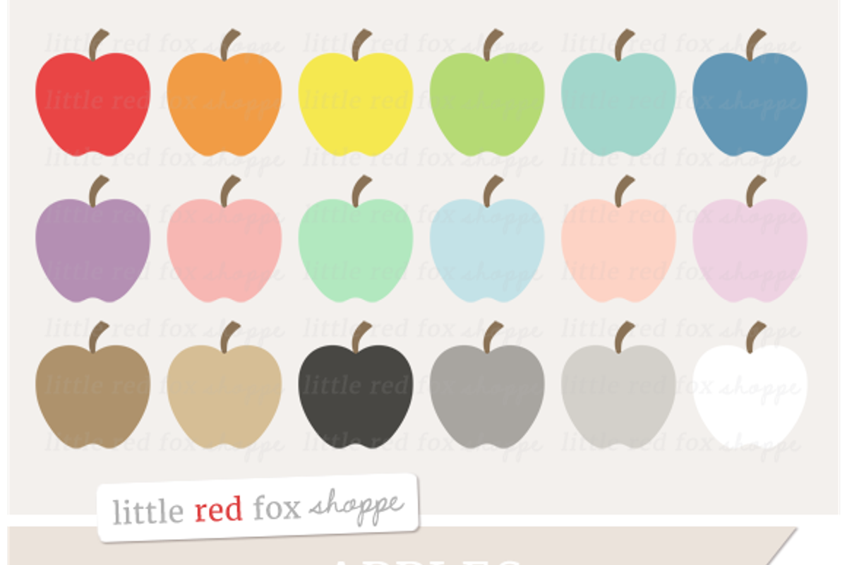 Apple Clipart Graphics, an Education Illustration by Little Red Fox Shoppe