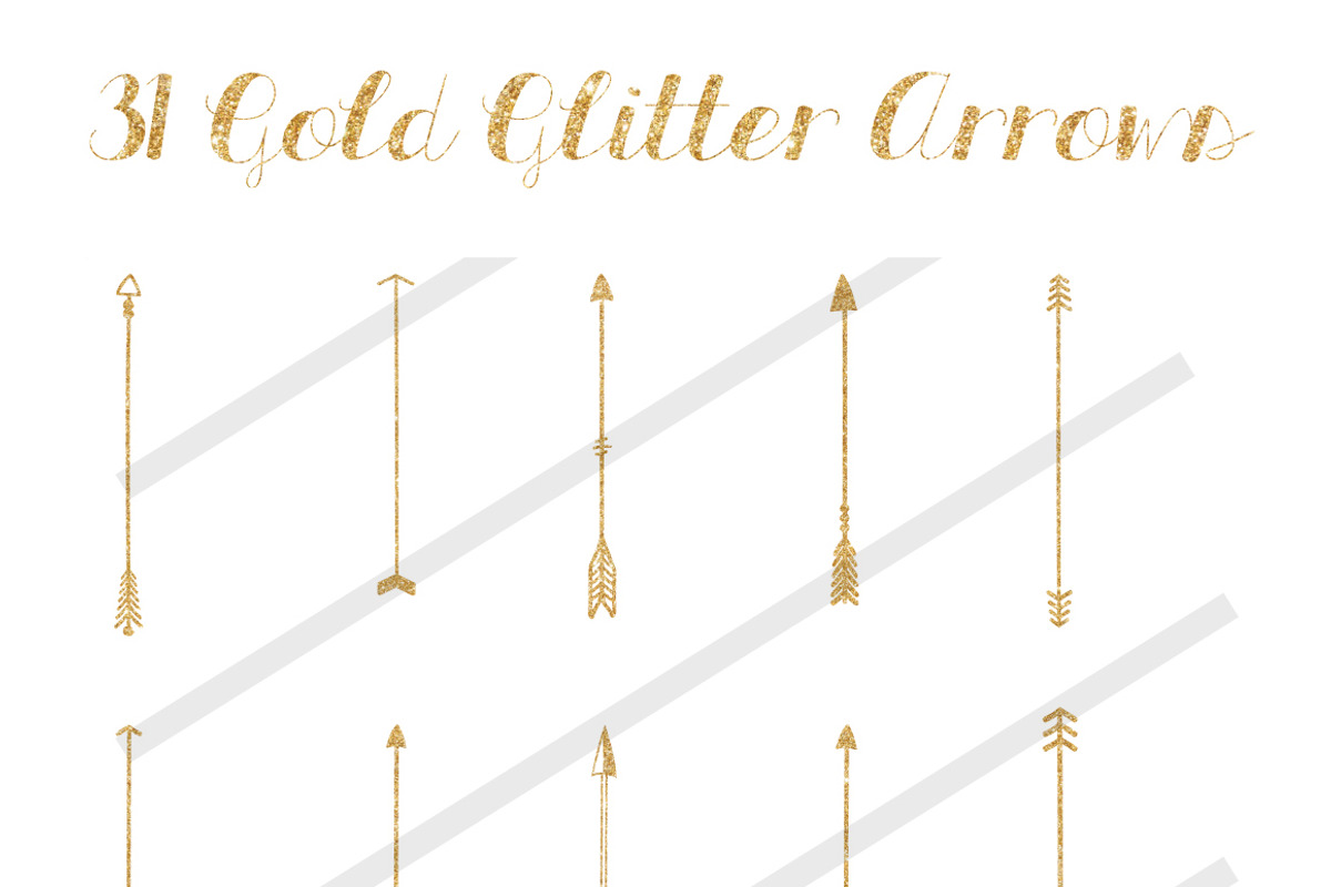 Gold Glittery Hand-drawn Arrows, an Object Graphic by The Bumble Box
