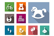 Kid stuff flat icons set, a Graphic by Vector Tradition