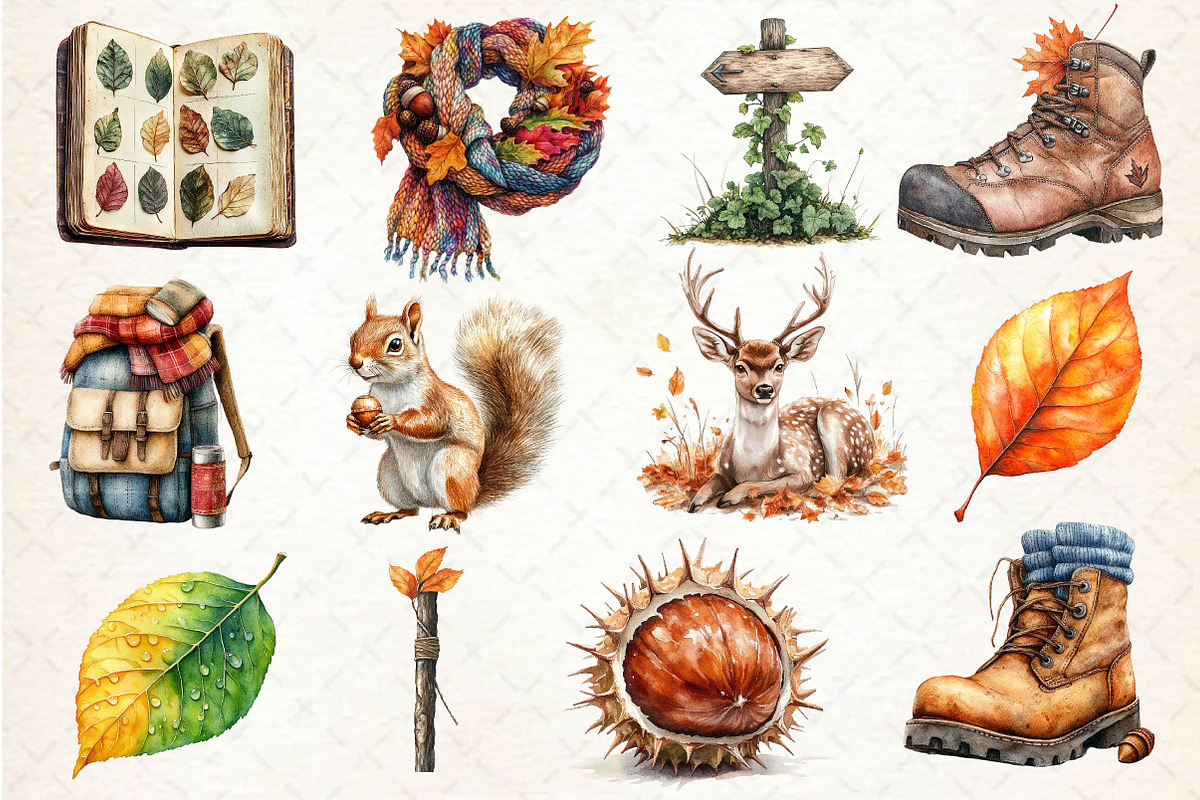 Autumn Nature Walk Clipart, an Illustration by Dream Creation