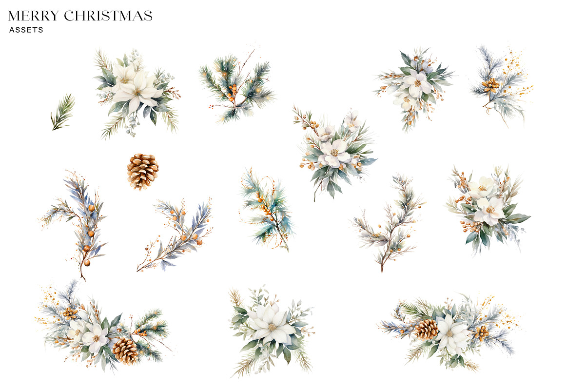 Watercolor Christmas Clipart Set | Creative Market