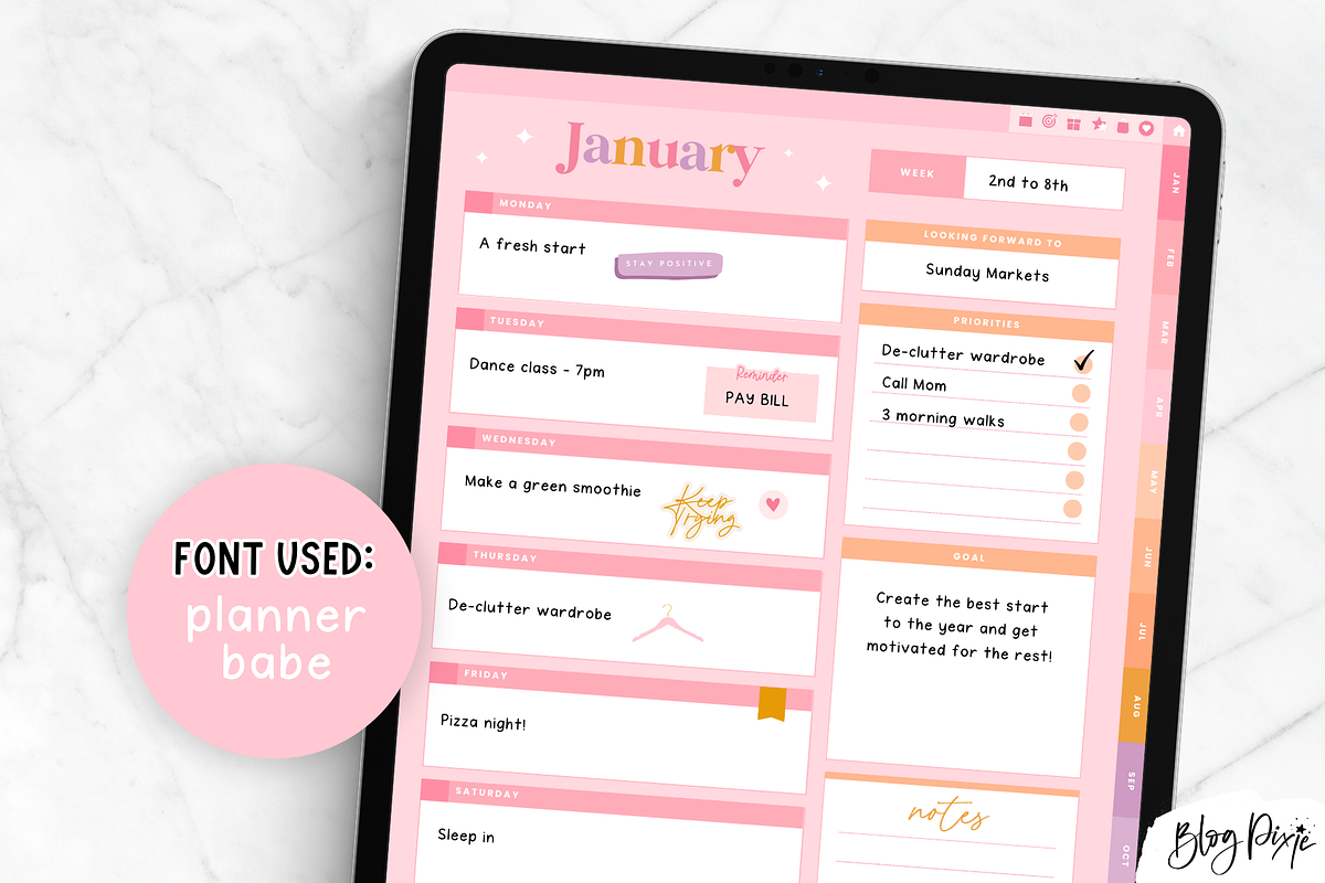 Digital Planner Font Bundle