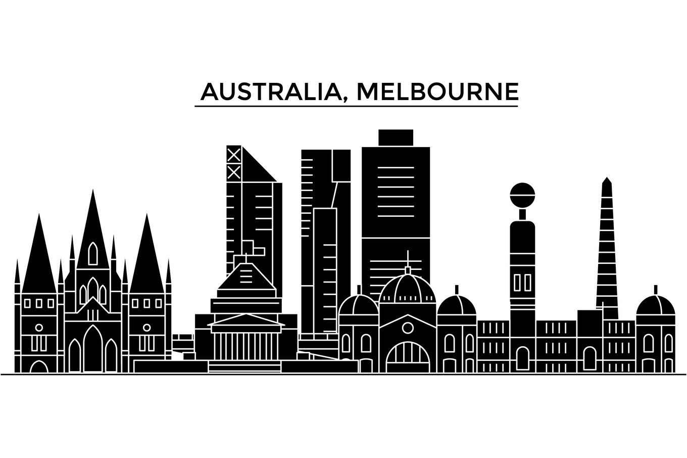 Australia, Melbourne architecture vector city skyline, travel cityscape ...