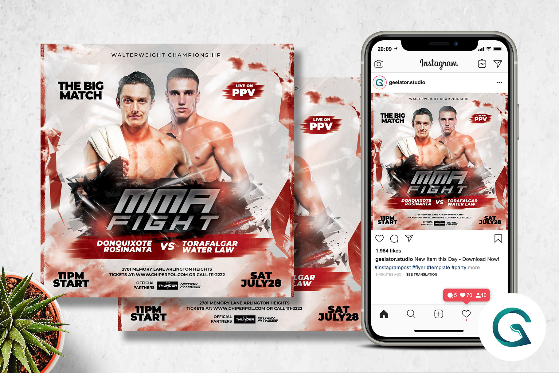MMA Fight Flyer Template, a Flyer Template by Geelator Studio