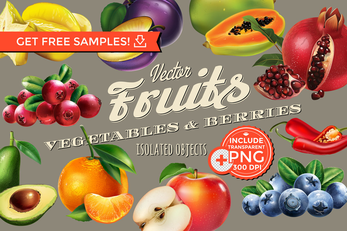 Vector Fruits & Berries, an Object Graphic by ConceptCafe