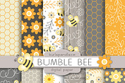 Bumble Bee digital paper, a Pattern Graphic by burlapandlace