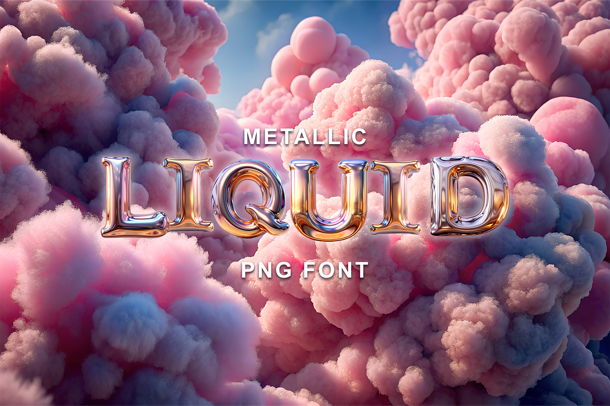Metallic liquid PNG font, an Object Illustration by Chaka_32 | Creative ...