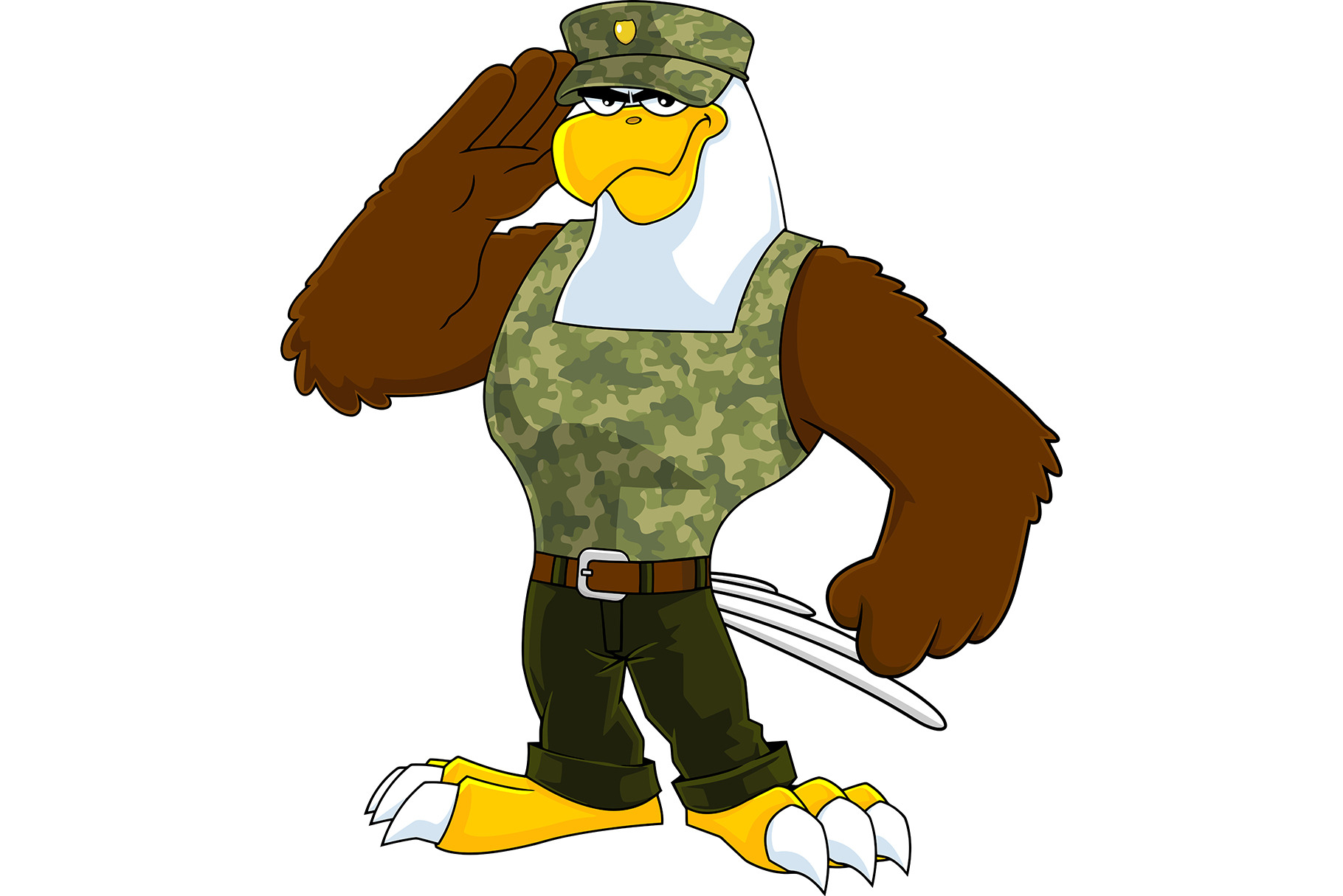 Eagle Soldier Cartoon Character, an Animal Illustration by HitToon